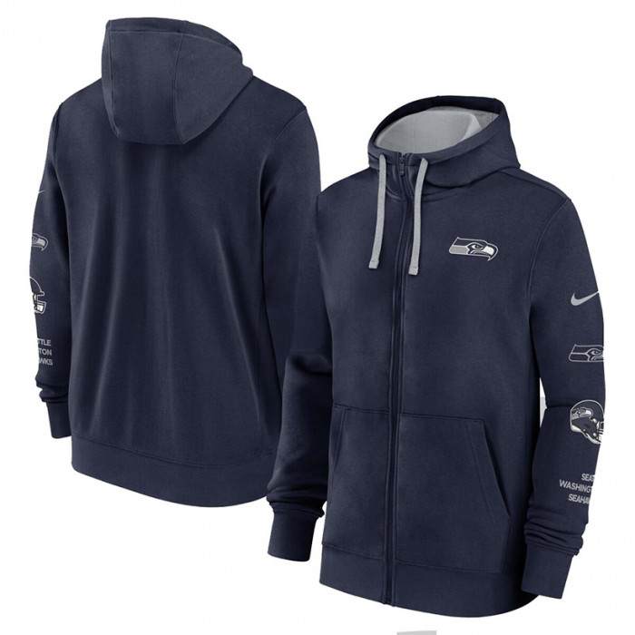 Seattle Seahawks Nike Cotton Full-Zip Fleece duks sa kapuljačom