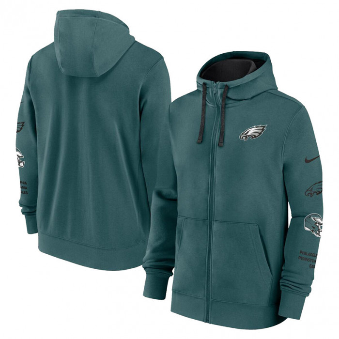 Philadelphia Eagles Nike Cotton Full-Zip Fleece duks sa kapuljačom