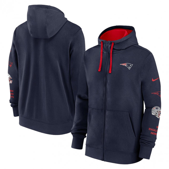 New England Patriots Nike Cotton Full-Zip Fleece duks sa kapuljačom