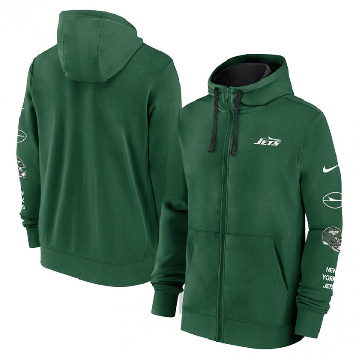 New York Jets Nike Cotton Full-Zip Fleece duks sa kapuljačom