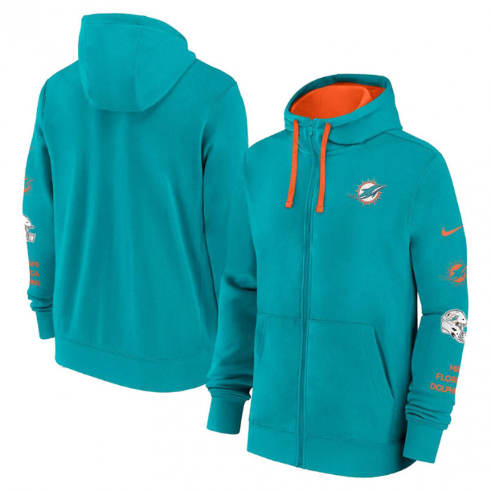 Miami Dolphins Nike Cotton Full-Zip Fleece duks sa kapuljačom