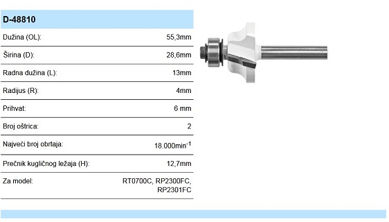 Konturno glodalo za filete sa ležajem D-48810 Makita(6455)
[D-48810]