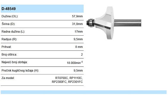 Okruglo glodalo sa ležajem D-48549 Makita(6445)
[D-48549]