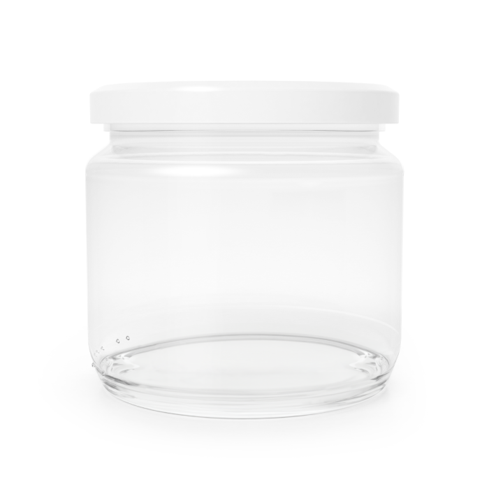 Glass jar with metalic lid