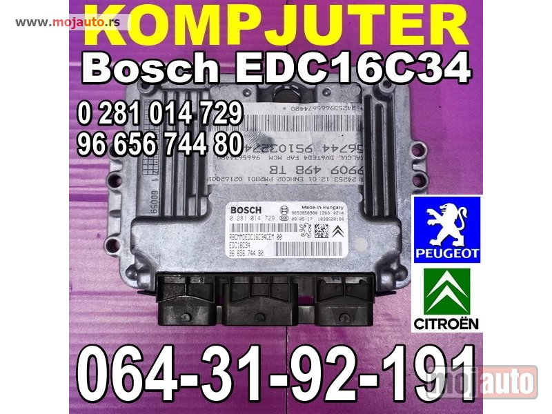 KOMPJUTER EDC16C34 Bosch 0281014729 Pežo Citroen 9665674480 Peugeot