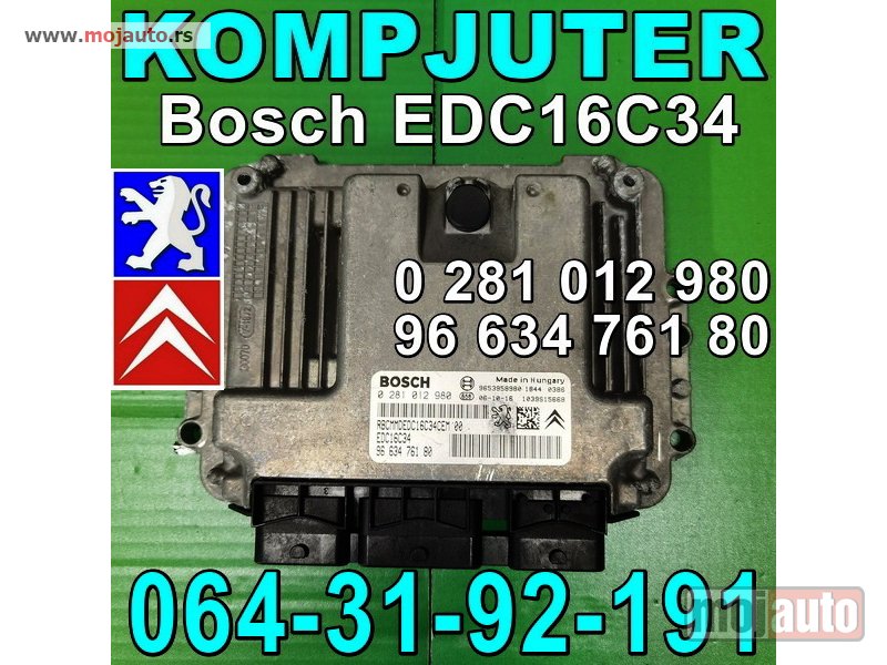 KOMPJUTER Bosch EDC16C34 Pežo Citroen 0281012980 Peugeot 9663476180