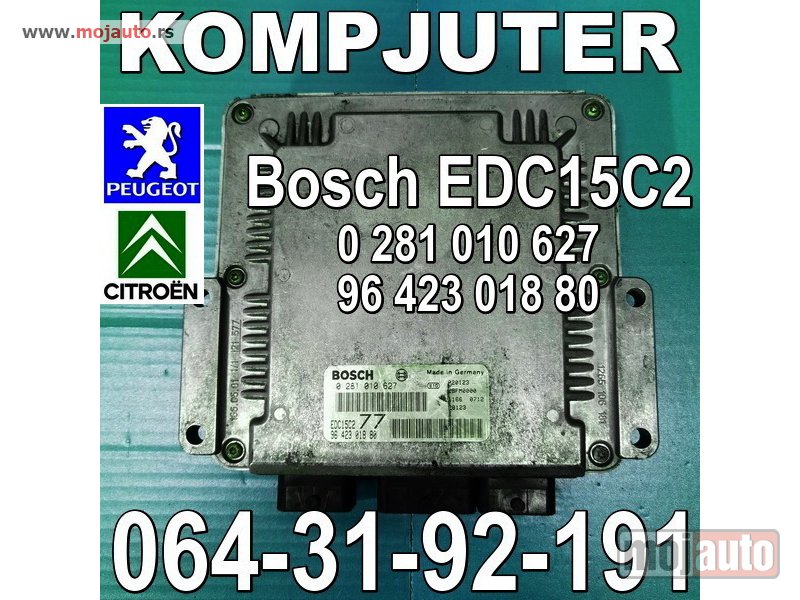 KOMPJUTER Bosch EDC15C2 Pežo Citroen 0 281 010 627 Peugeot 9642301880