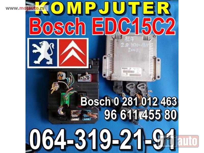 KOMPJUTER Bosch EDC15C2 Peugeot 807 Citroen C8 , 0 281 012 463 - 96 611 455 80 BSI