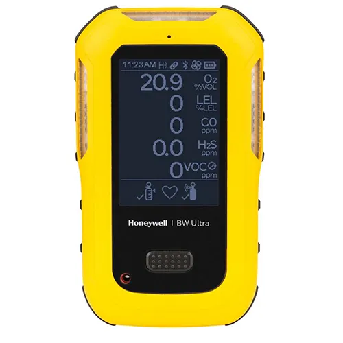 Honeywell BW Ultra detektor gasa za CH4 - CO - H2S - O2 - CO2 (IR) - sa integrisanim pumpom - uključujući bateriju/set za punjenje (kućište: žuto)