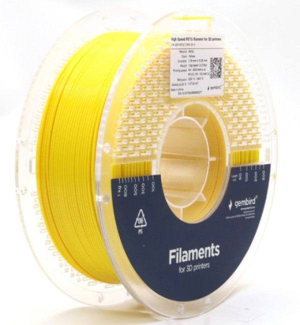 3DP-PETG1.75HY-01-Y PETG filament velike brzine za 3D stampac 1.75mm, kotur 1KG YELLOW