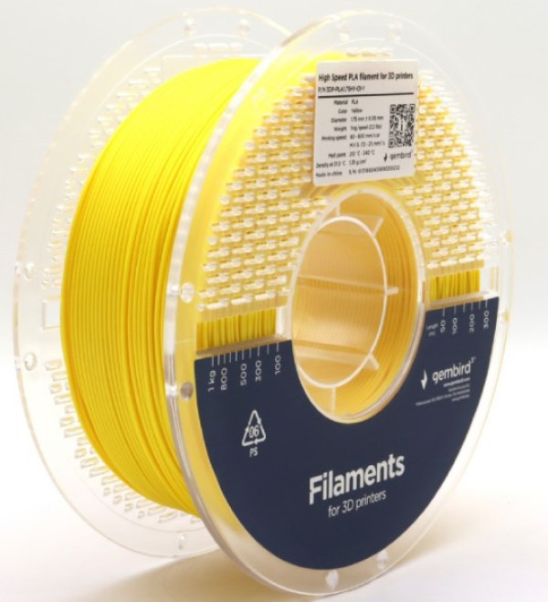 3DP-PLA1.75HY-01-Y PLA filament velike brzine za 3D stampac 1.75mm, kotur 1KG YELLOW