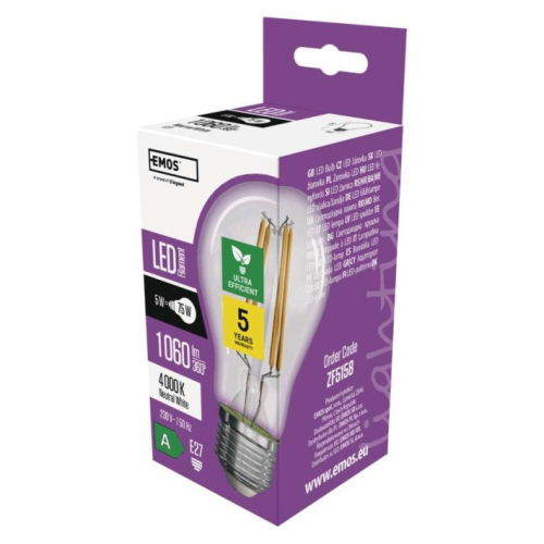 Led sijalica Filament A60 5W E27 Ultra Eficient NW Emos ZF5158