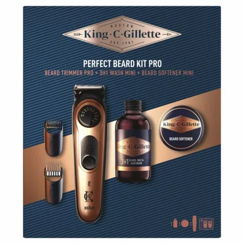 Gillette King C Perfect Beard poklon set (trimer za bradu, sredstvo za pranje brade 60ml i balzam za bradu 25ml)