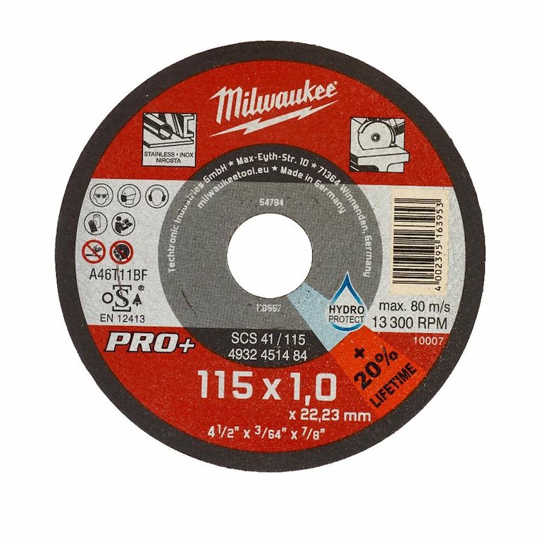 Milwaukee rezna ploča za metal SCS41 115x1mm PRO