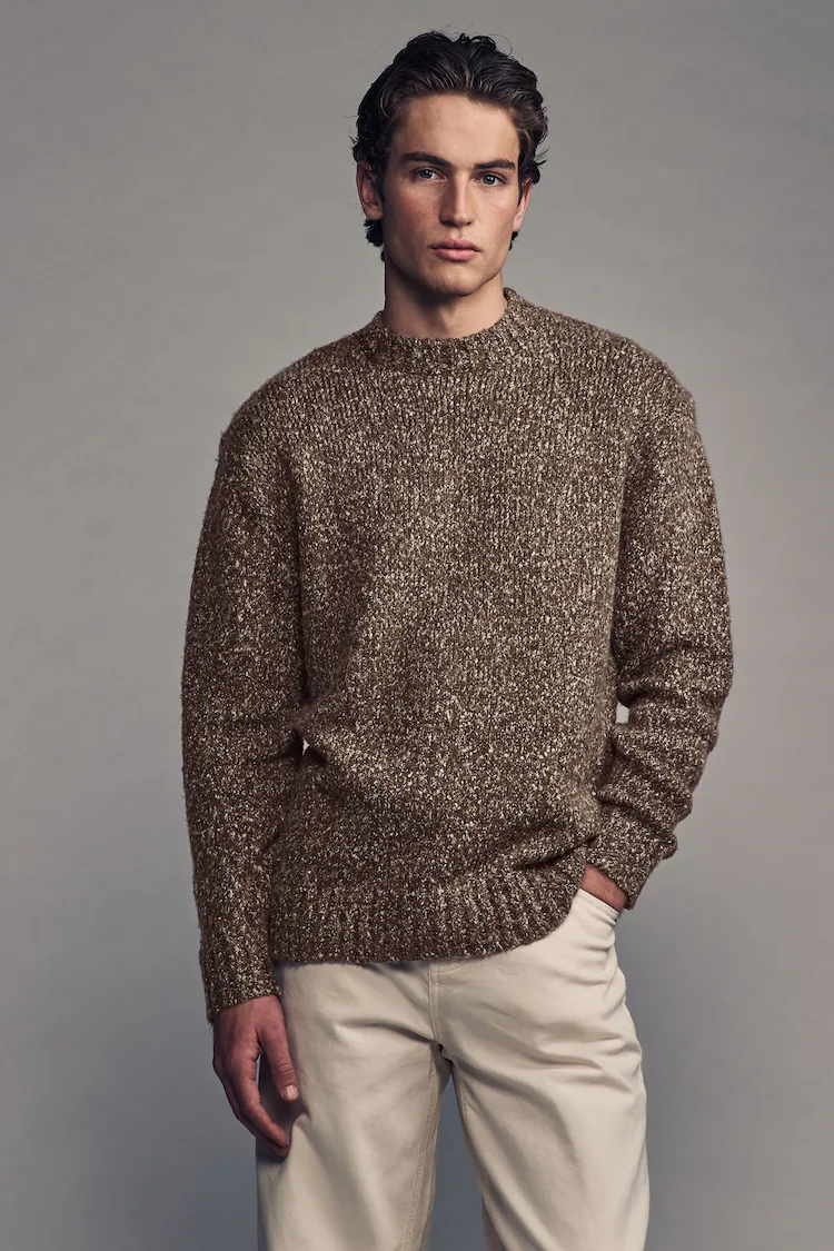 Neutral Relaxed Fit Textured Jumper