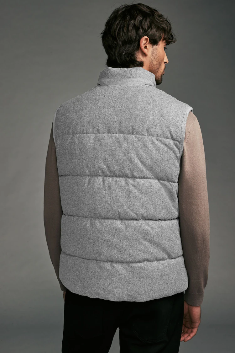 Grey Signature Wool Blend Donegal Puffer Gilet