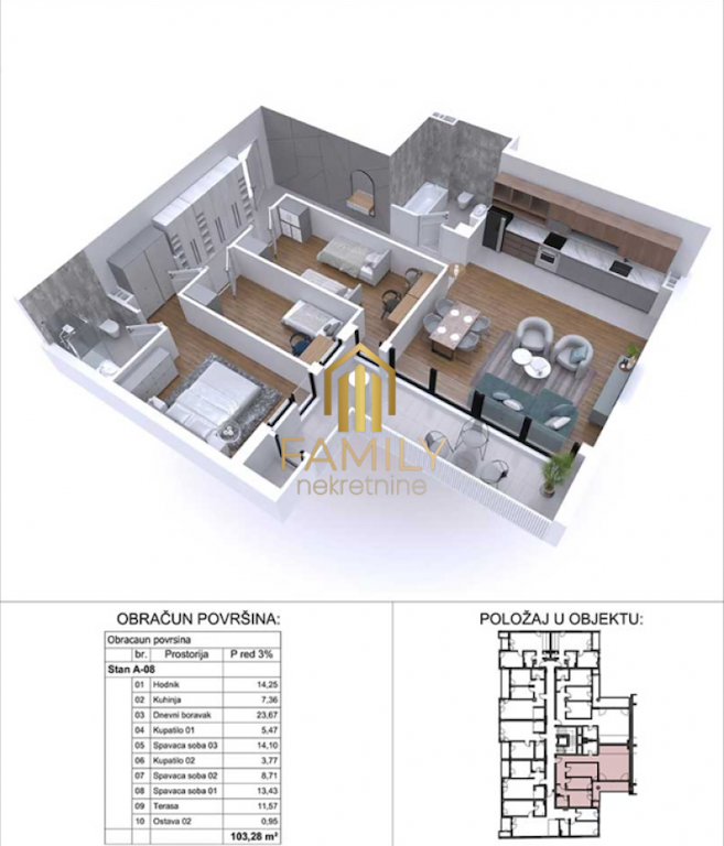 Četvorosoban stan u izgradnji - 103m2