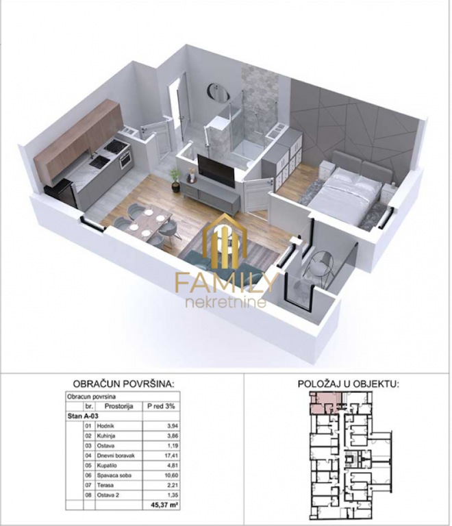 Dvosoban stan na Podbari - 45m2