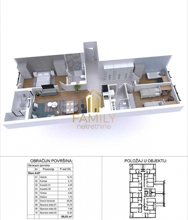 Četvorosoban stan u izgradnji - 86m2