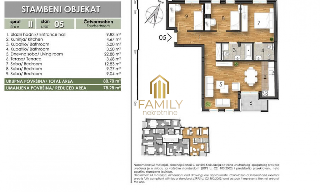 Na prodaju: Komforan 4-sobni stan sa 2 kupatila – 78m²