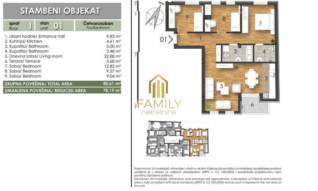 Prodaja: stan od 78m² na atraktivnoj lokaciji u Novom Sadu