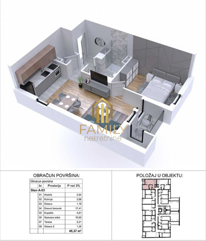 Dvosoban stan u izgradnji - 45m2