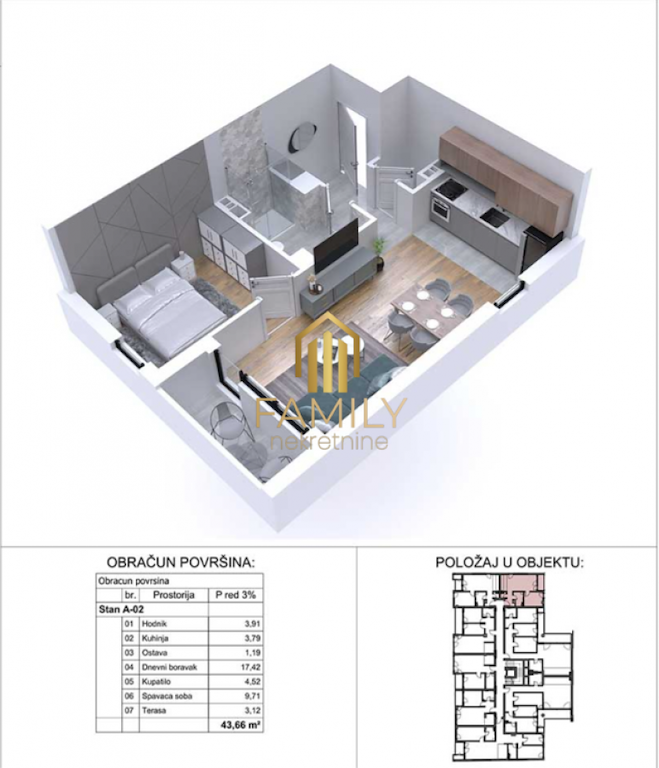 Dvosoban stan u izgradnji - 43m2