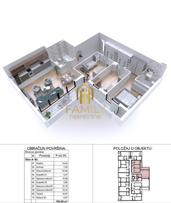 Četvorosoban stan u izgradnji - 109m2