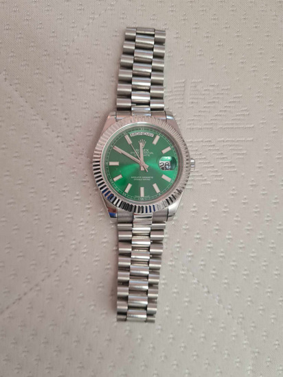 Replica Swiss Rolex Day-Date Silver Olive Green