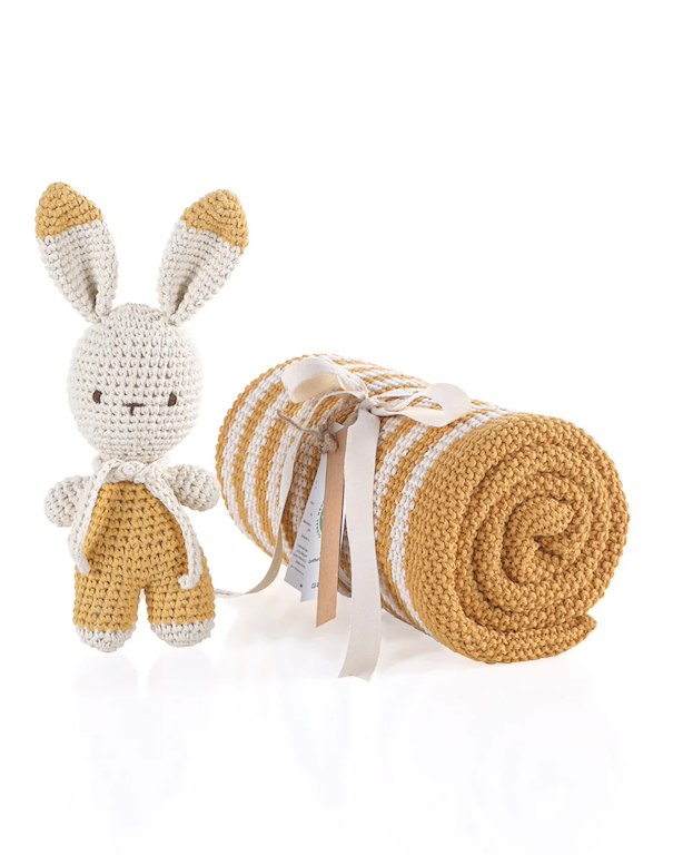 Pleteno ćebe i amigurumi igračka Little Bunny – Premium Organic