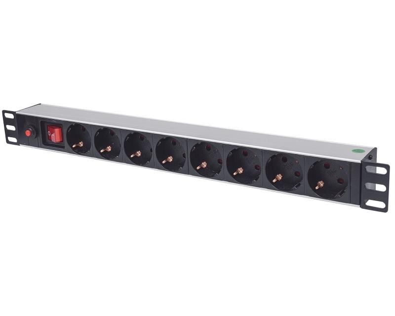 INTELLINET 19" Power Strip 8-Sockets German type produzni kabl sa zastitom crni