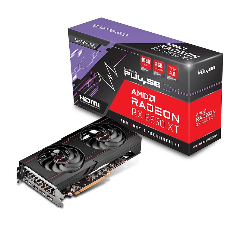 SAPPHIRE Grafička kartica AMD Radeon RX 6650 XT Pulse GAMING OC 8GB GDDR6 11319-07-20G