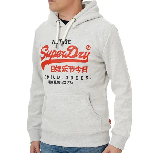 SUPERDRY Muski duks Duo Vintage Logo, Sivi