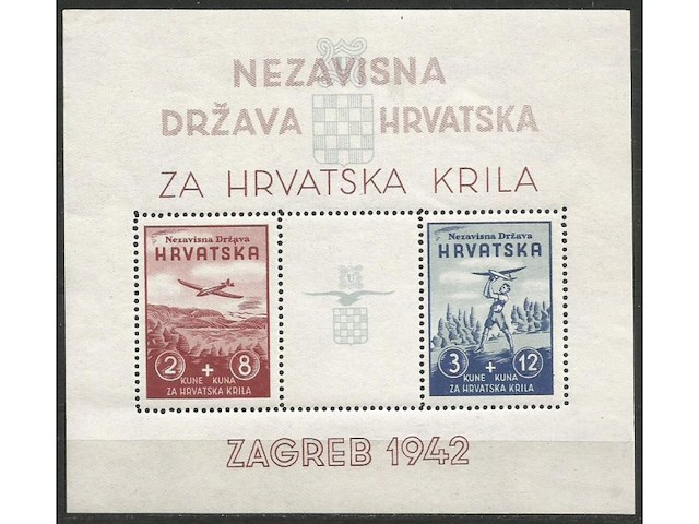 NDH,Hrvatska krila 1942.,blokovi,čisto