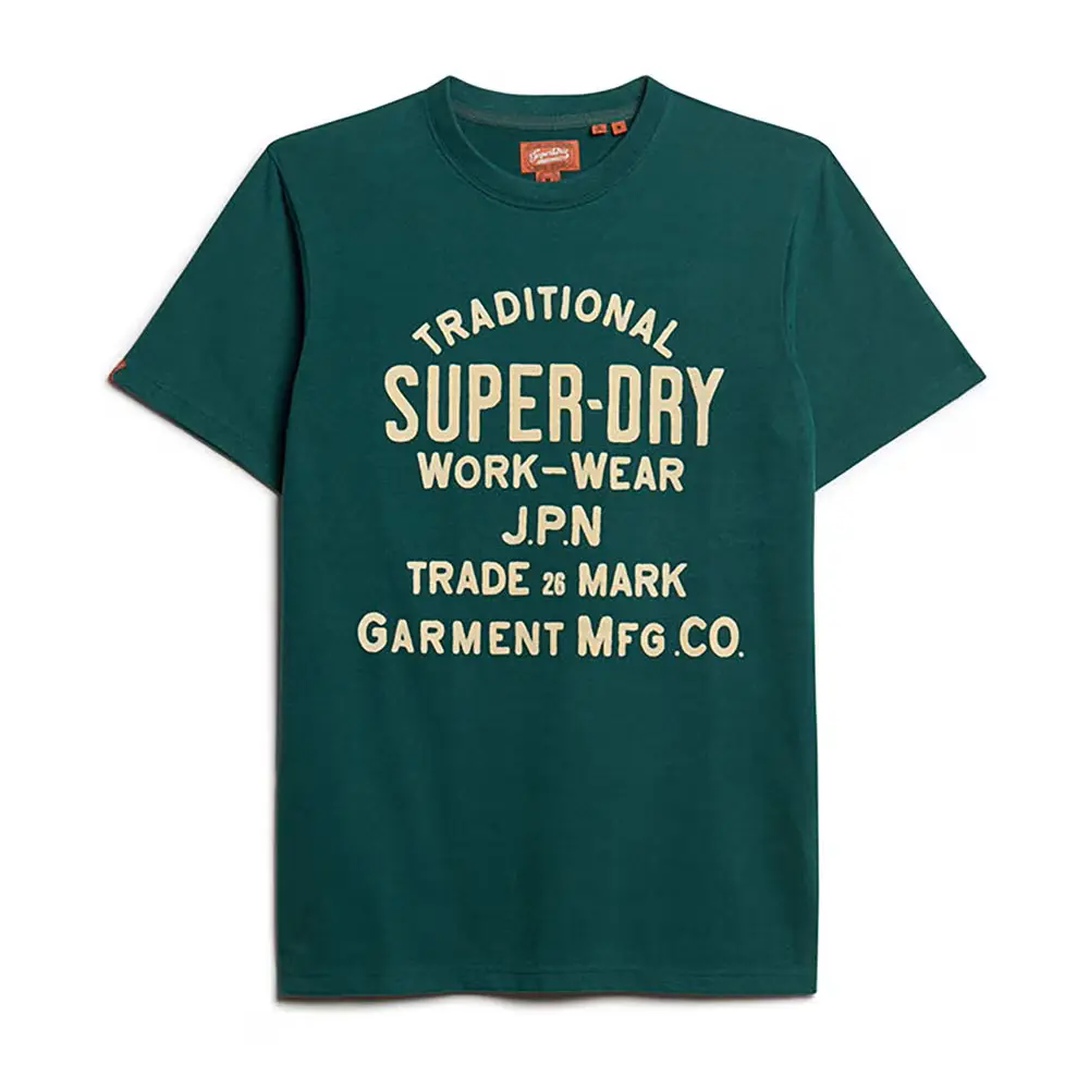 SUPERDRY Muška majica Workwear Flock Graphic, Zelena