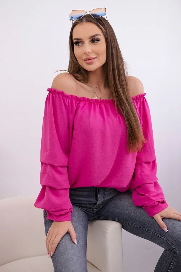 SPANISH BLOUSE WITH DECORATIVE SLEEVES FUCHSIA