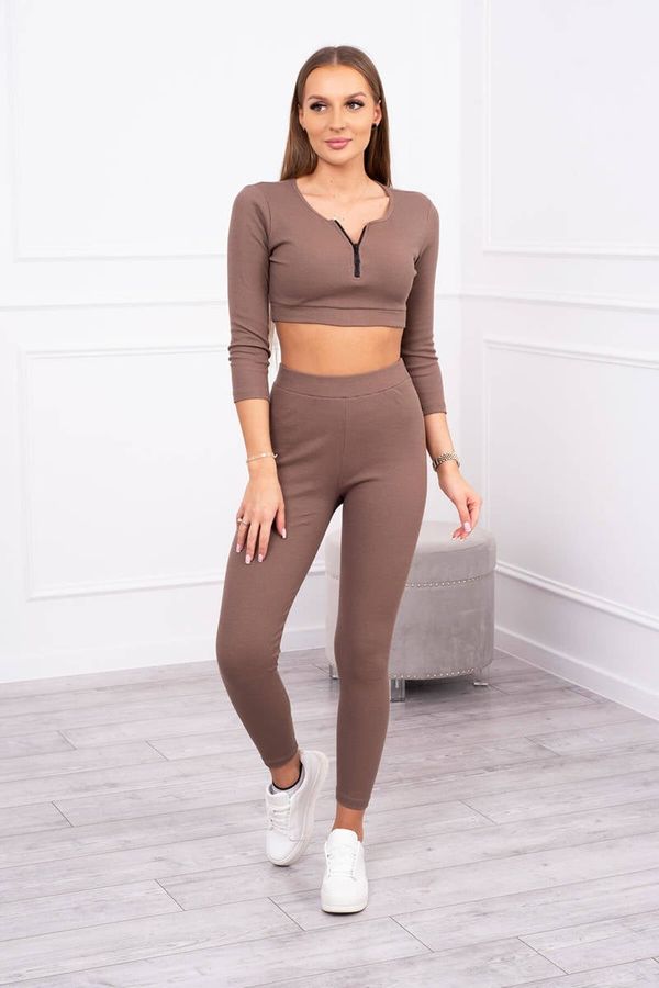 RIBBED CROP TOP SET MOCHA