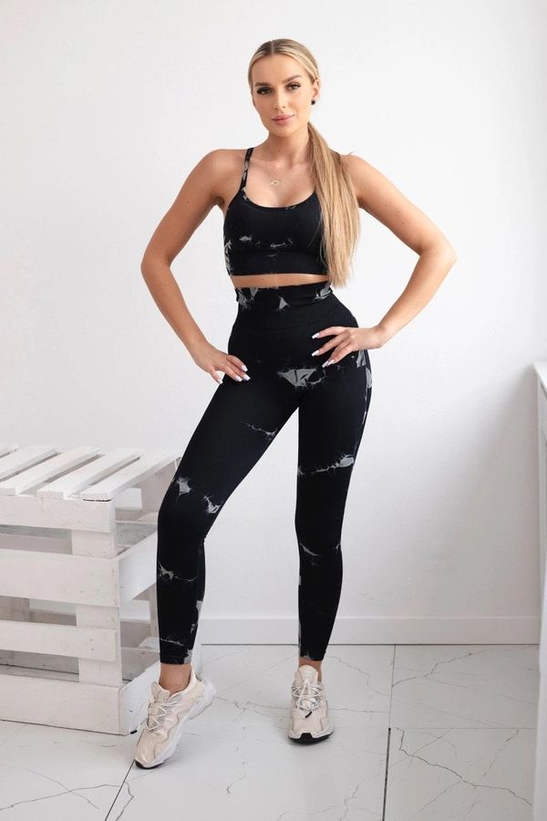 WOMEN'S FITNESS SET TOP + PUSH UP LEGGINGS - BLACK