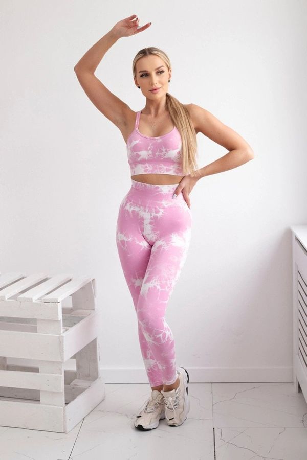 WOMEN'S FITNESS SET TOP + PUSH UP LEGGINGS - LIGHT PINK/ECO