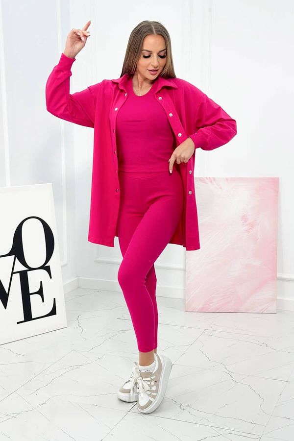 3-PIECE SET OF SWEATSHIRT, TOP AND LEGGINGS IN FUCHSIA COLOR