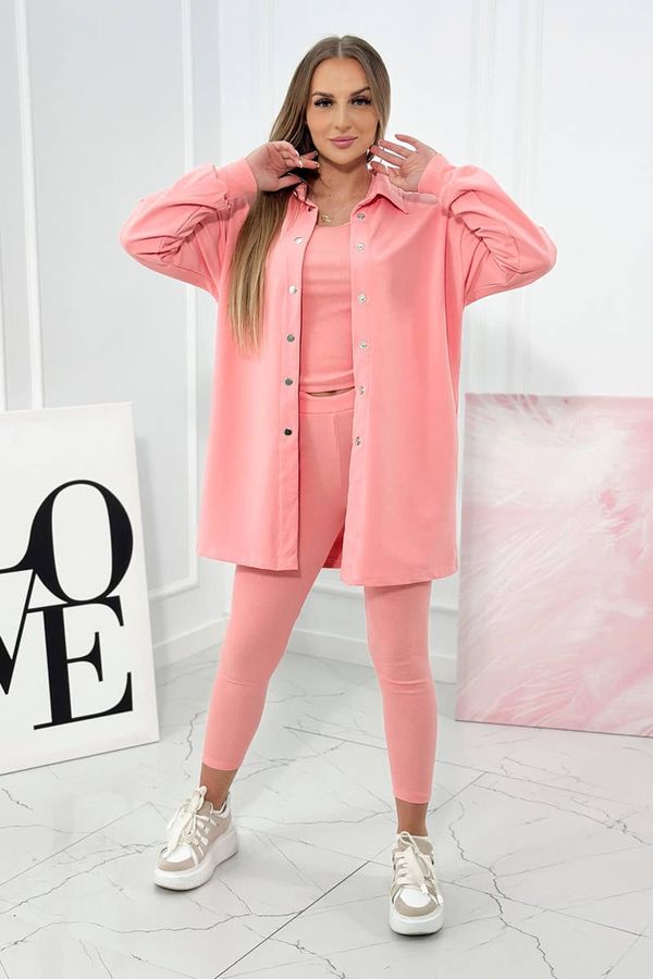 3-PIECE SET OF SWEATSHIRT, TOP AND LEGGINGS APRICOT