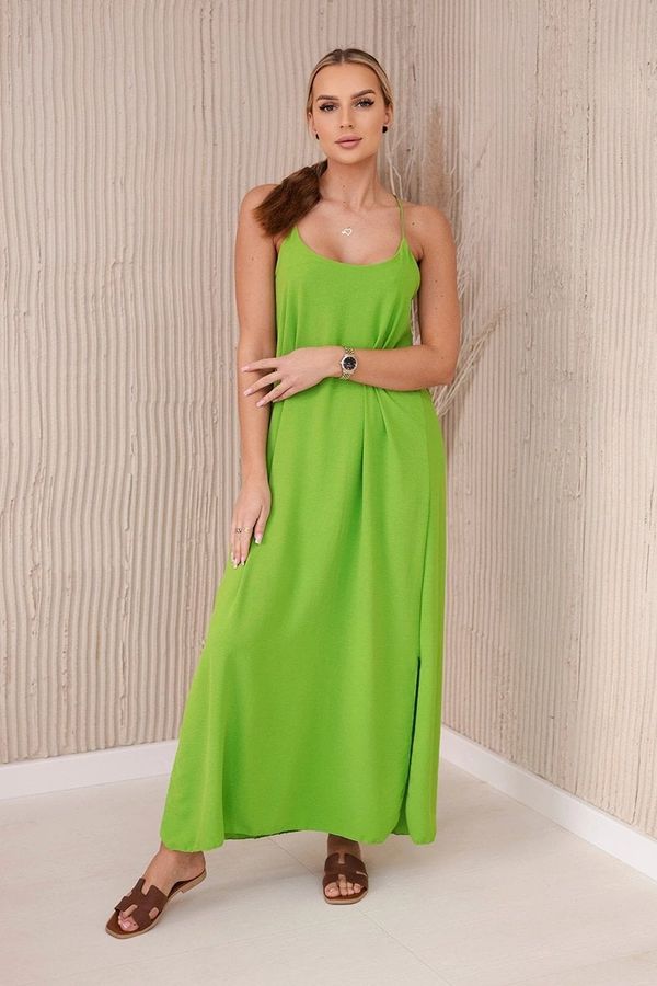 WOMEN'S MAXI DRESS WITH STRAPS - LIGHT GREEN