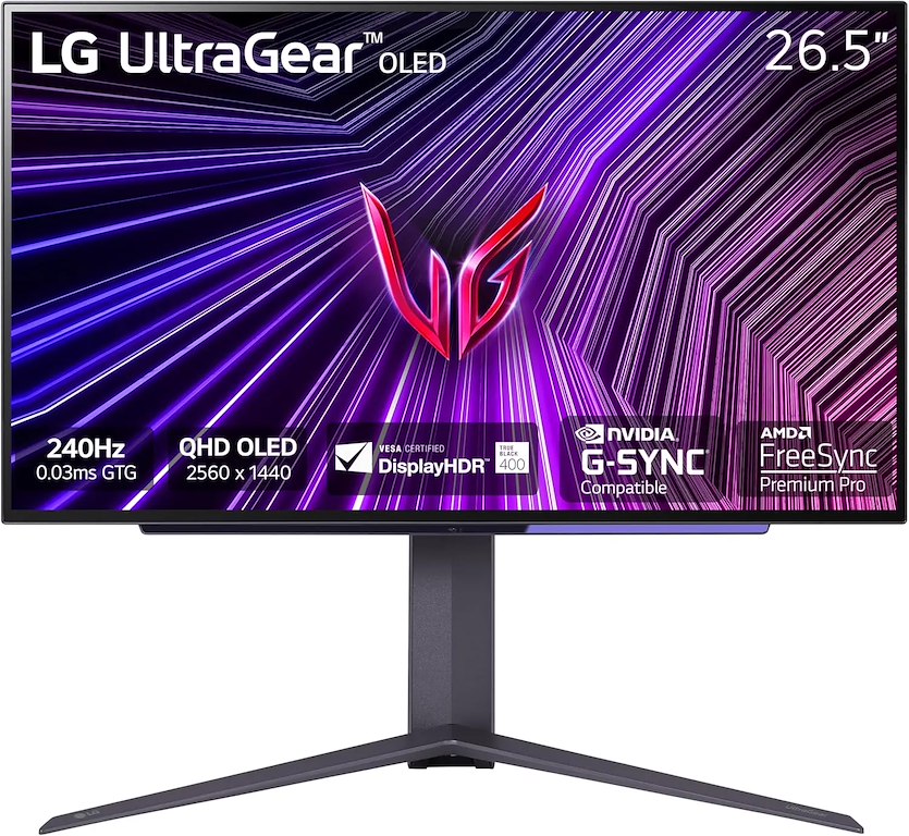 LG Gaming Monitor 27GS95QE-B 27"/OLED/2560x1440/240Hz/0,03ms GtG/HDMIx2,DP,USB/Gsync,Freesync/Pivot,visina