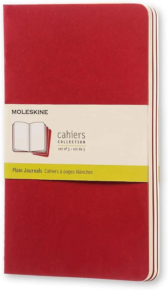 Moleskine Notes Cahier LG, Mek povez, Prazan, 3 komada, Crveni