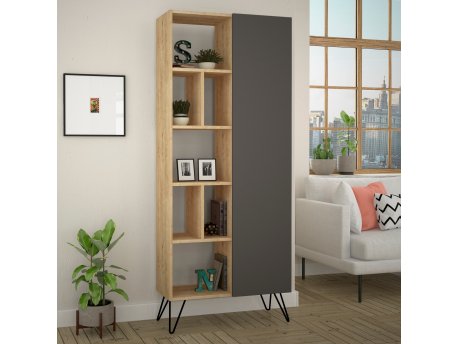 HANAH HOME POLICA ZA KNJIGE JEDDA BOOKCASE OAK ANTHRACITE