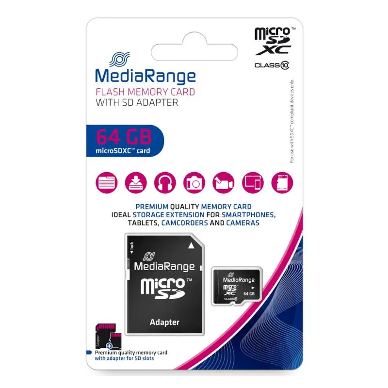 MEDIARANGE Memorijska kartica + SD adapter microSDXC 64GB / C10 MR955