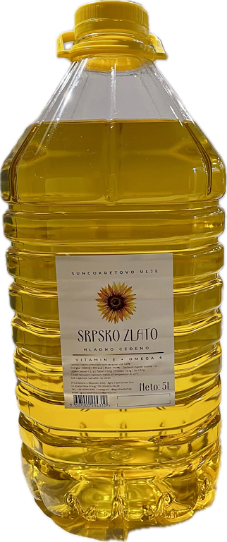 SRPSKO ZLATO Hladno ceđeno sunokretovo ulje, 5l