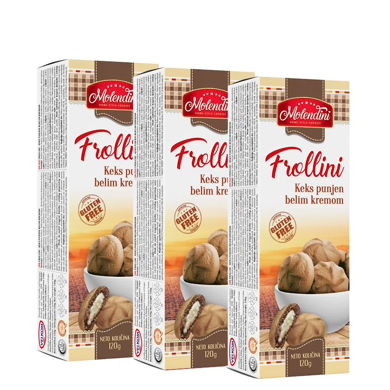 MOLENDINI Frollini keks punjen belim kremom, 120g, 3 komada