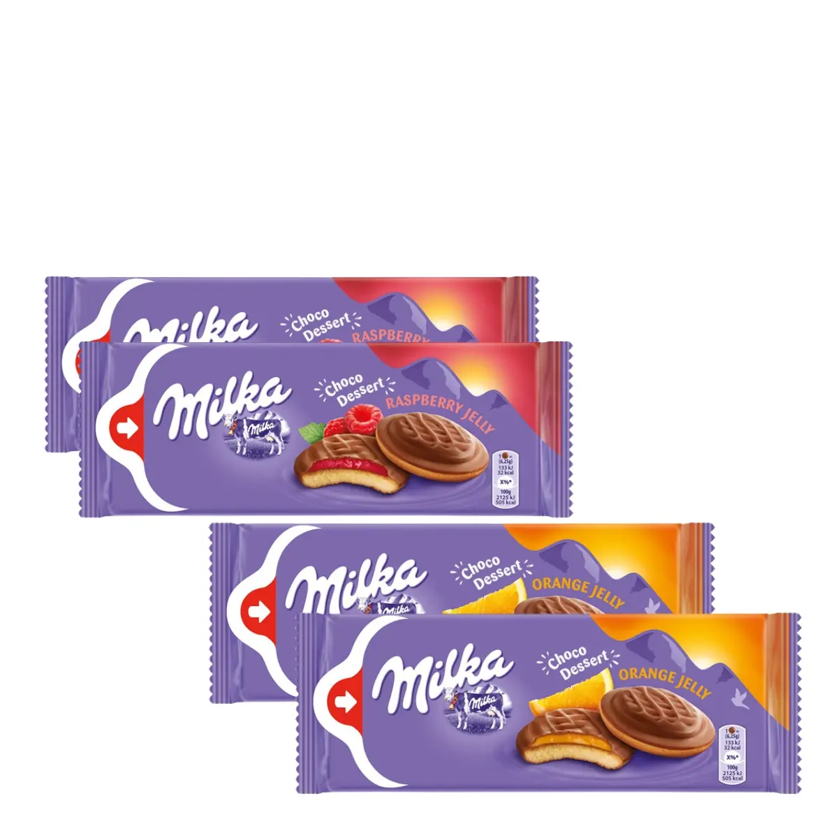 MILKA Čokoladni set Choco Dessert pomorandža biskvit, 147g, 2 komada i Choco Dessert malina biskvit, 147g, 2 komada