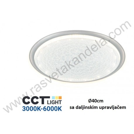 LED plafonjera CCT ∅40cm 42W 3000K-6000K srebrna sa daljinskim